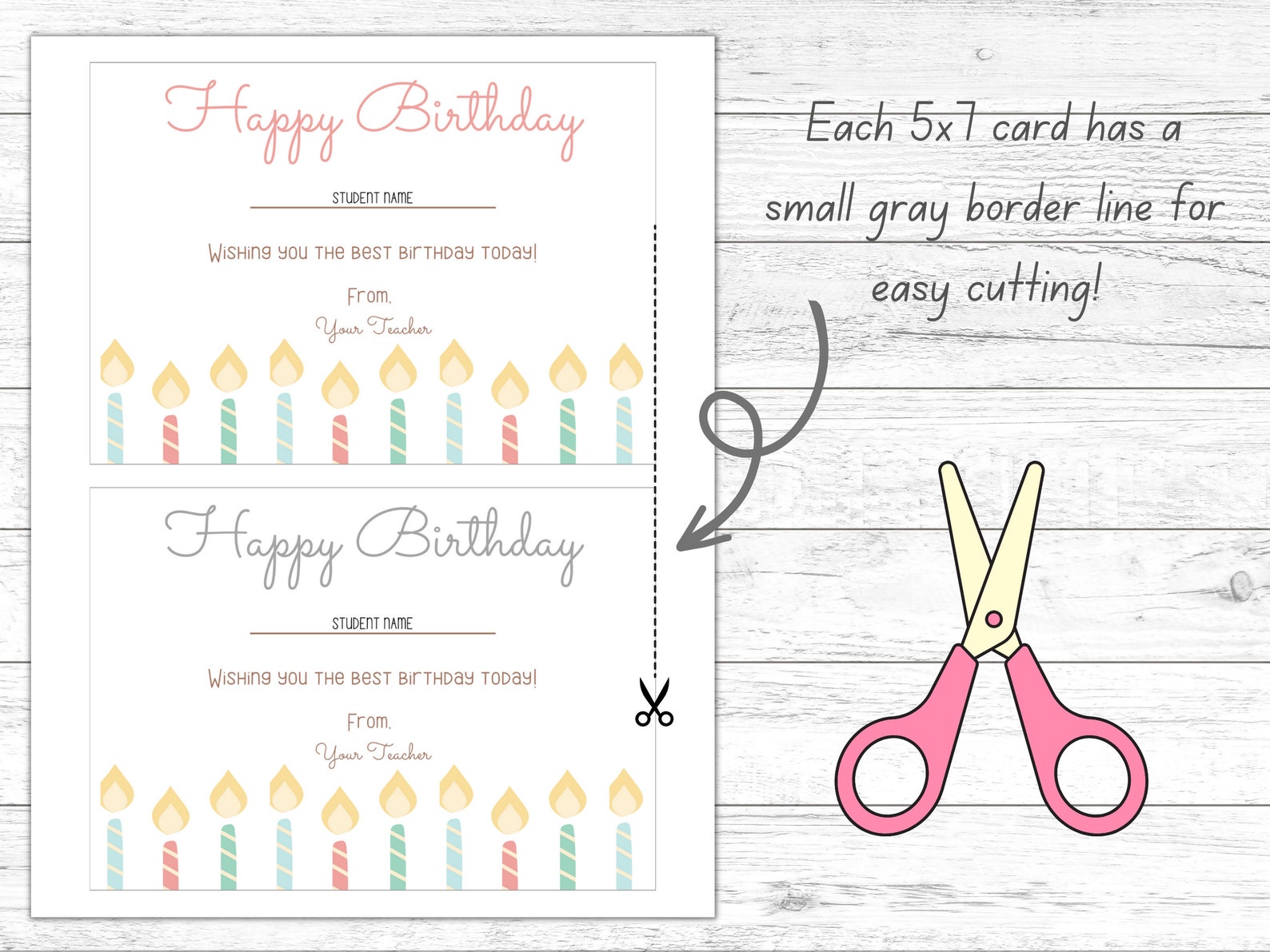 Printable Birthday Cards, Birthday Card From Teacher, Teacher Cards ...