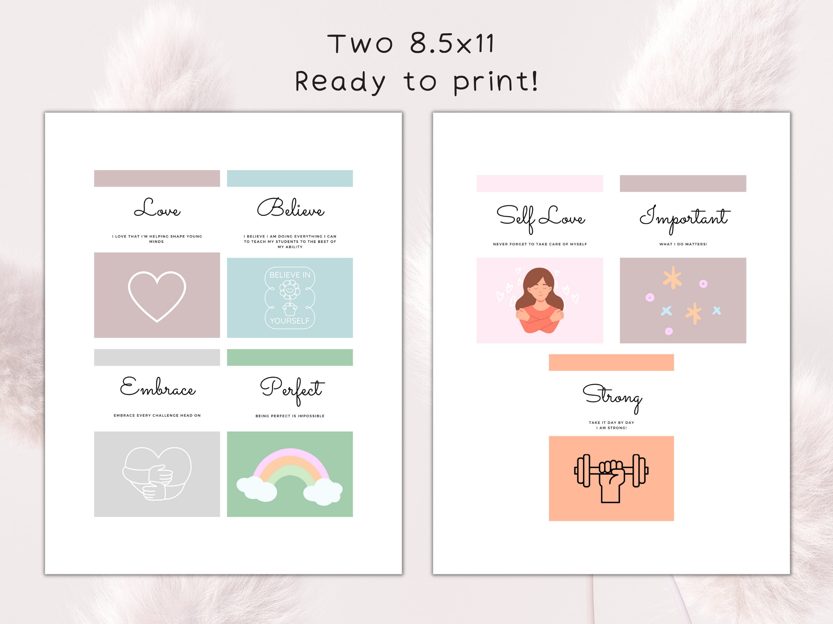 Teacher Affirmations, 7 Printable Affirmation Cards for Teachers, Daily ...