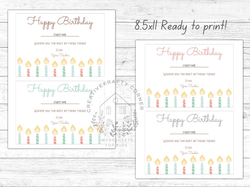 Printable Birthday Cards, Birthday Card From Teacher, Teacher Cards ...