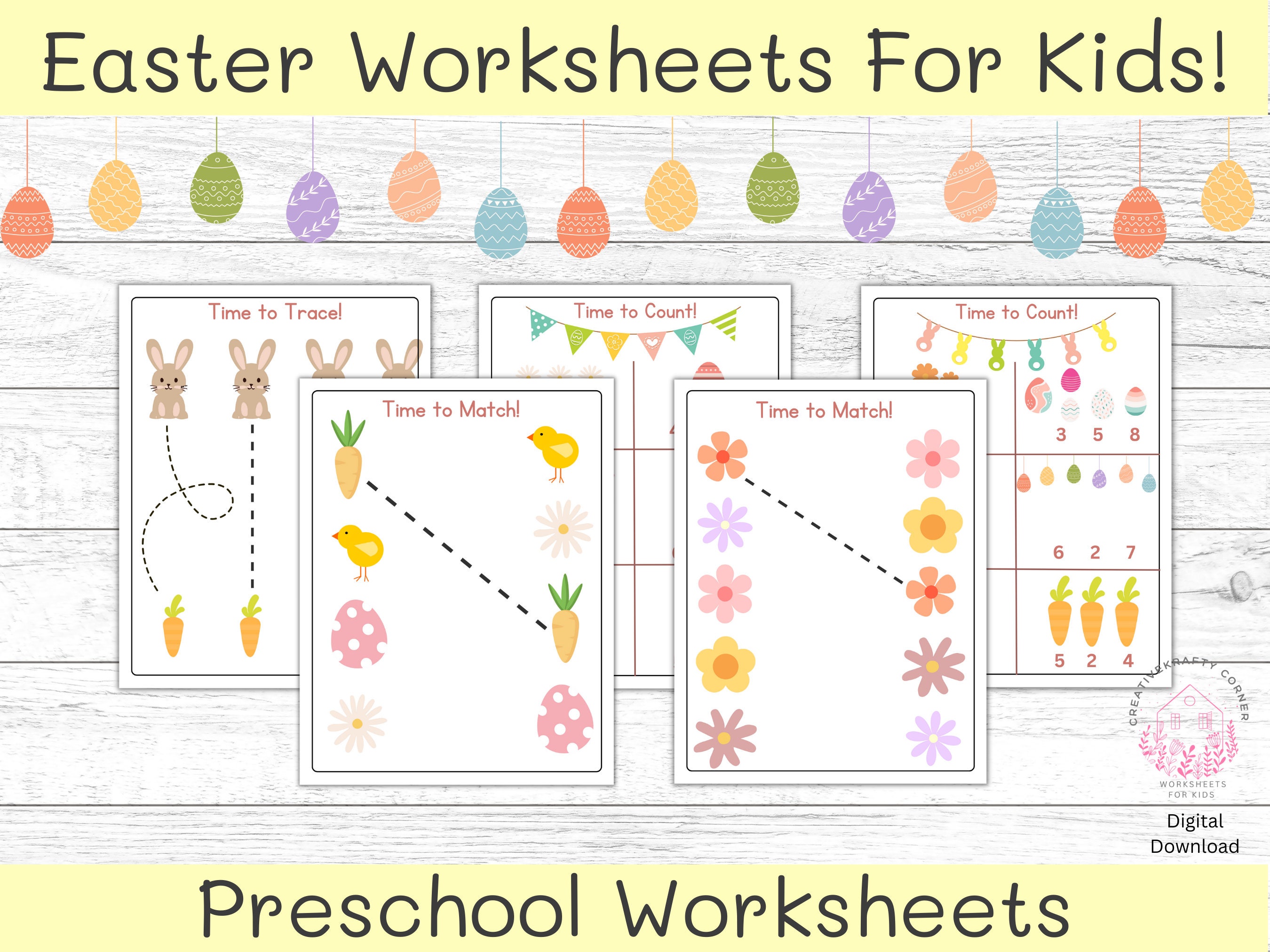 Easter Worksheets Bundle Pack, Learning Worksheets, Preschool ...