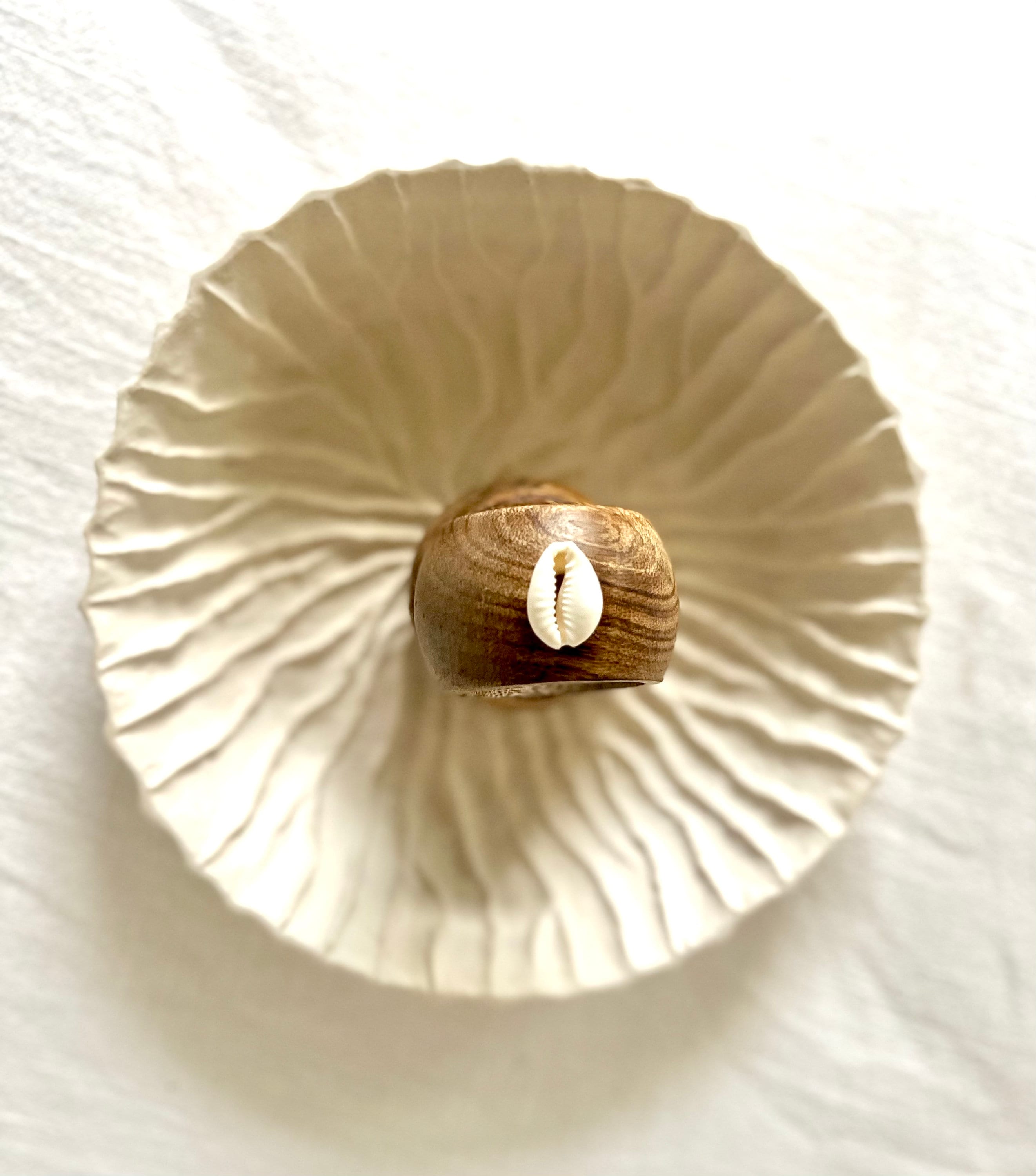 Acacia Wood Napkin Holder With Shell - 2 Napkin Rings in a Pair - Etsy