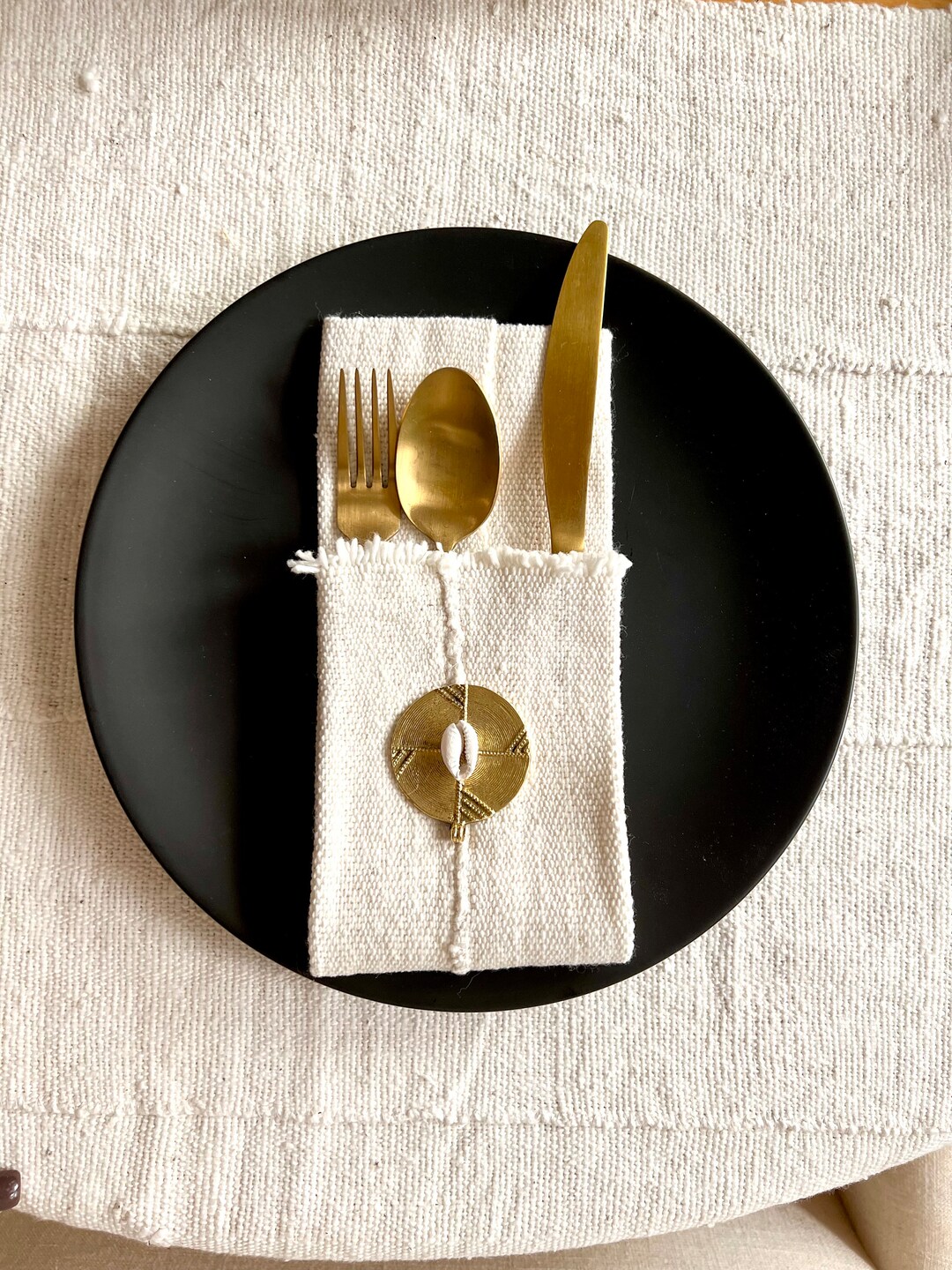 Unique Rustic Organic Mud Cloth and Brass OR No Brass With Shell Plate ...