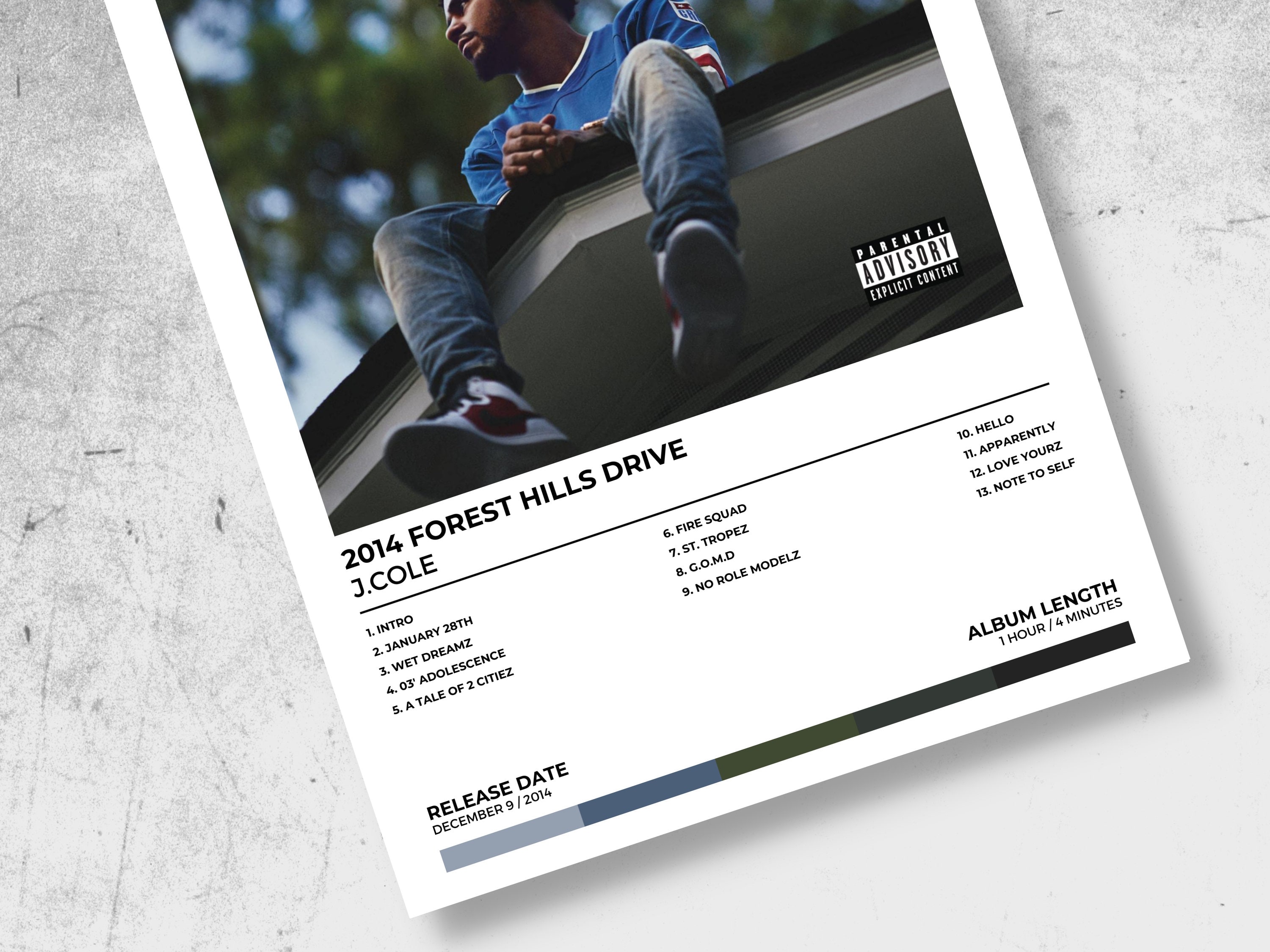 J.Cole Poster // 2014 Forest Hills Drive Album Music Poster