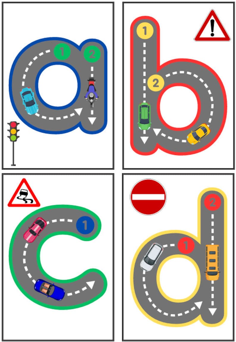 Alphabet & Number Tracing Flashcard Bundle | Learn to Write | Cars ...