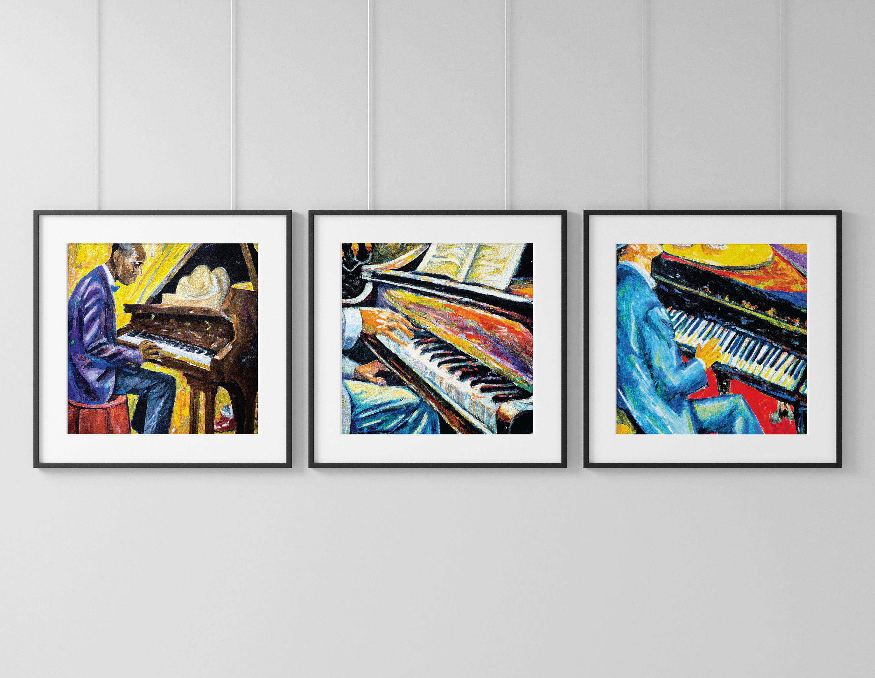 Jazz Piano Printable Music Wall Art, Set of 3 Jazz Music Decor, Musical ...