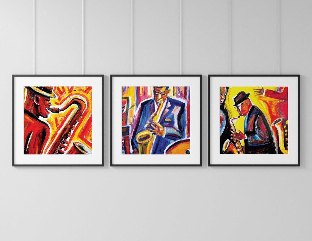 Jazz Saxophone Printable Music Wall Art, Set of 3 Jazz Music Decor ...