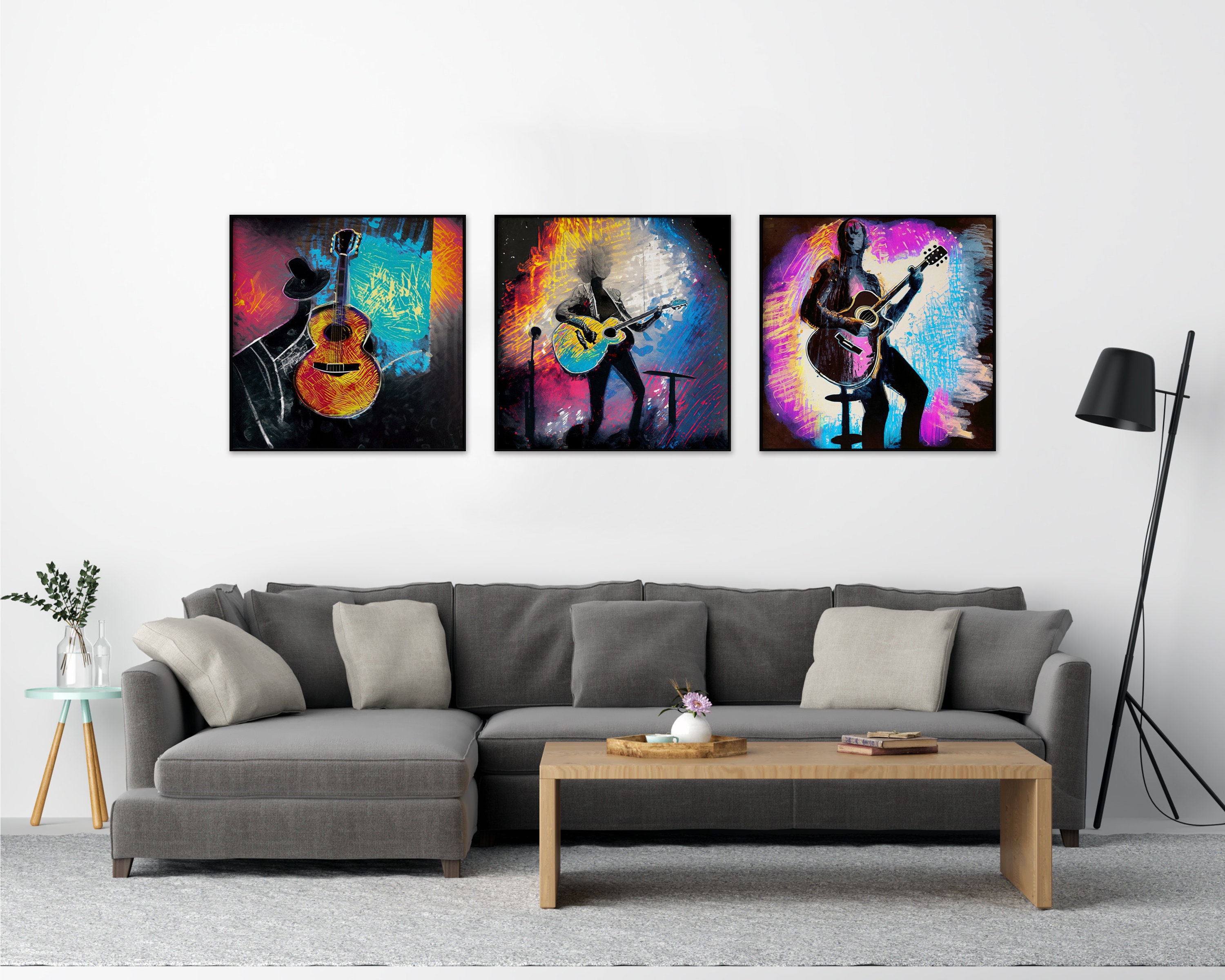 Acoustic Guitar Players Printable Wall Art, Set of 3 Acoustic Guitar ...