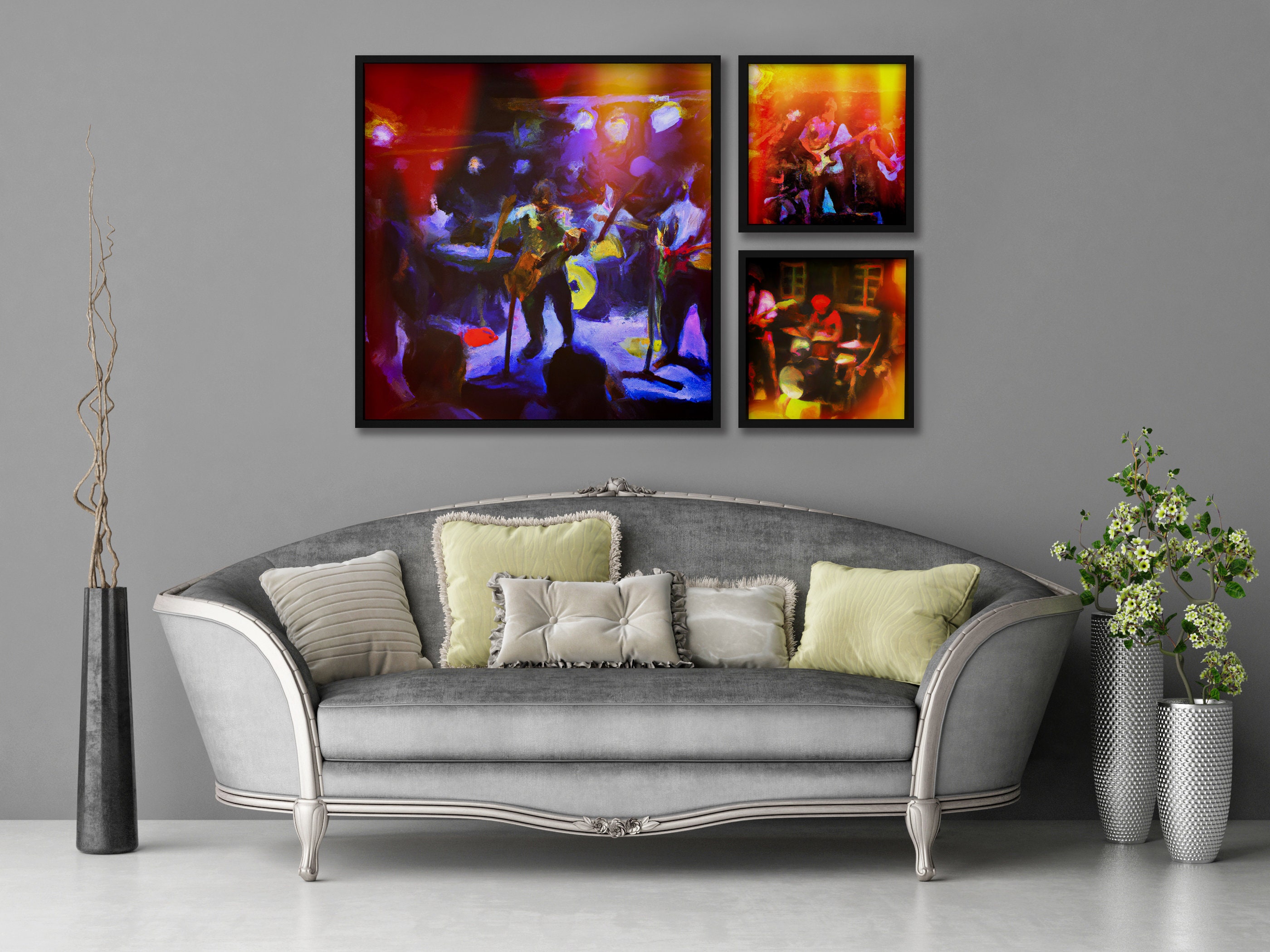 Rock and Roll Printable Wall Art, 3 Piece Live Music Decor, Night Club ...