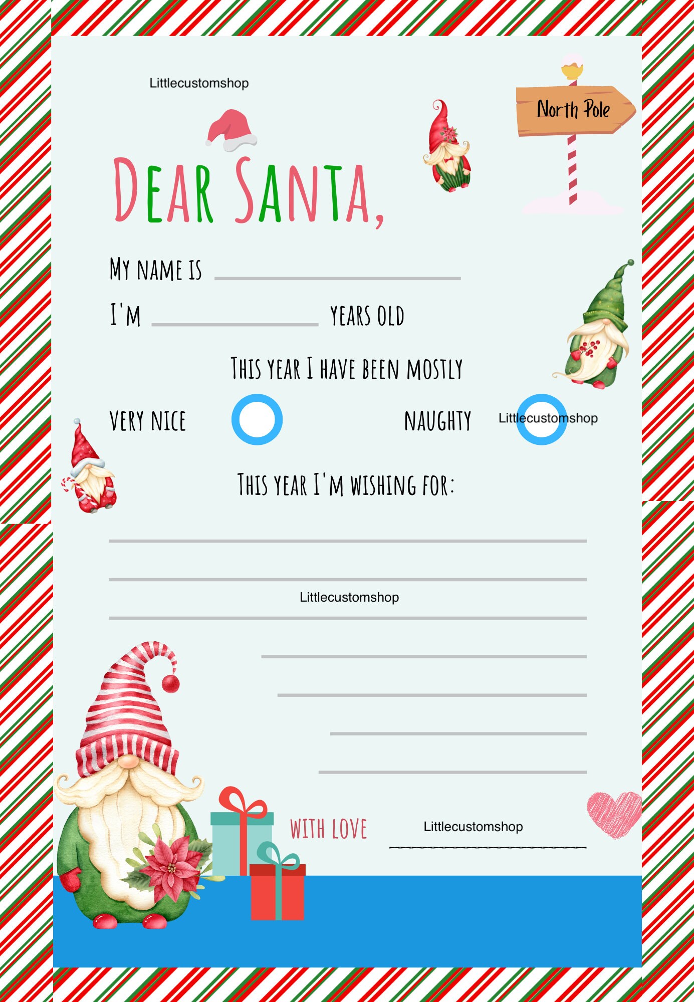 Official Letter to Santa Kids Christmas Wish List Dear Santa - Etsy