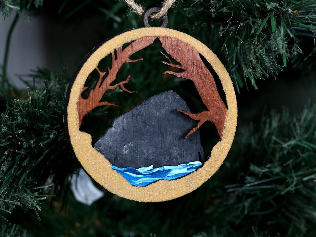 Pacific City Haystack Rock Shadowbox Style Year-round Keepsake Ornament ...