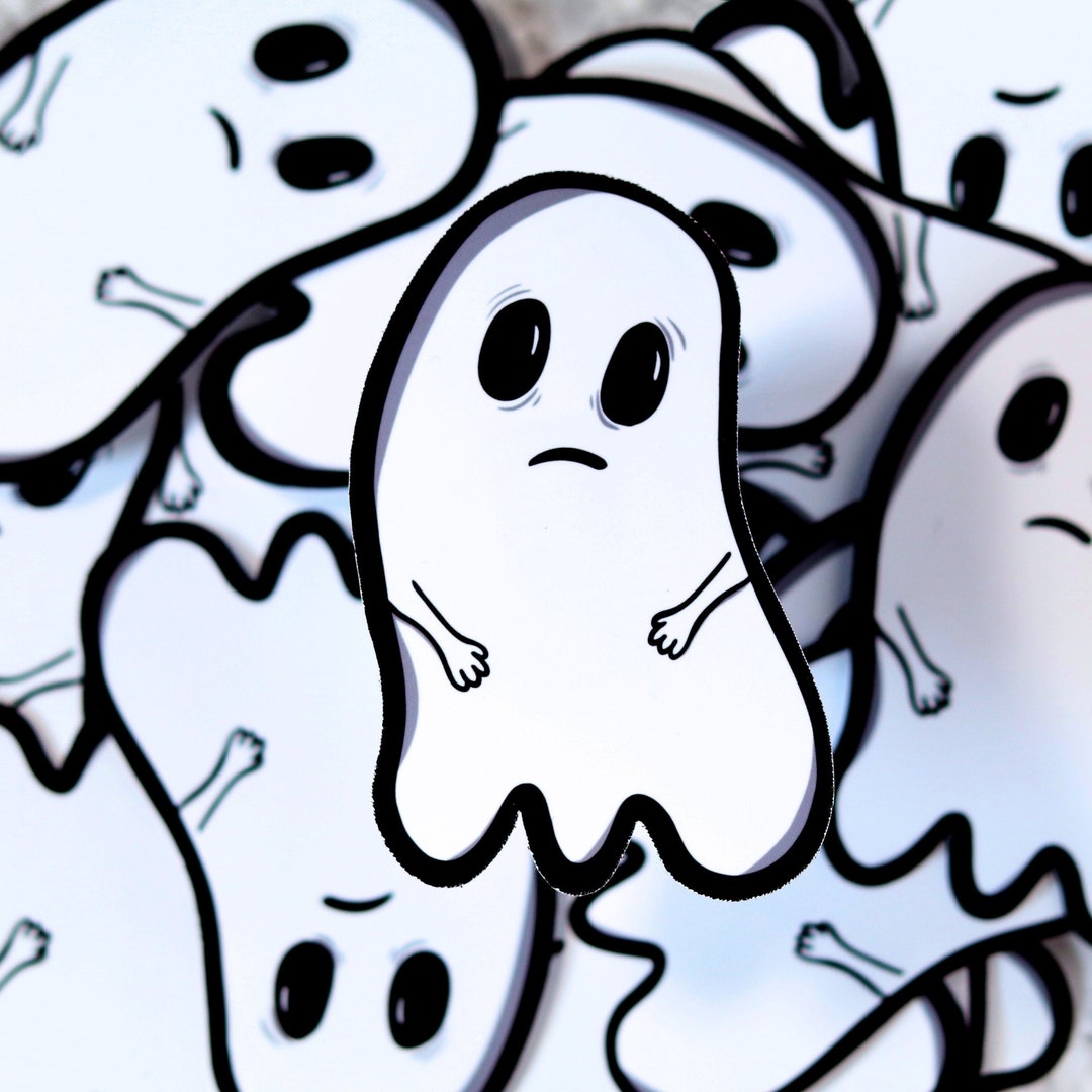 Sad Sheet Ghost 2" or 3" Vinyl Sticker - Etsy