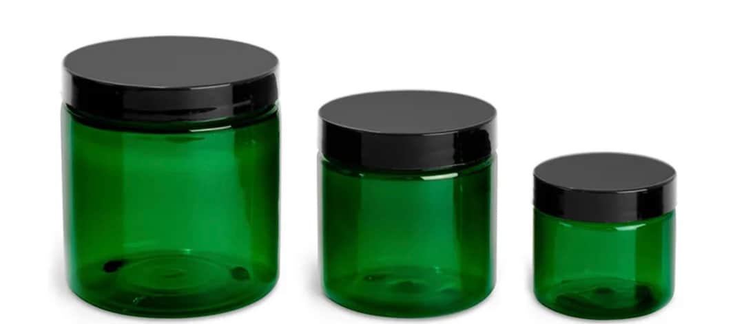 8oz Green Plastic Jar & Lid- 6 Pack 12 Pack 24 Pack 48 Pack Jars, Hair ...