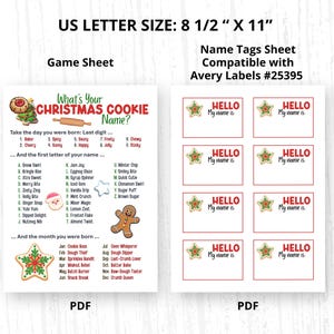 What's Your Christmas Cookie Name Game + Tags + Sign, Holiday Cookie ...