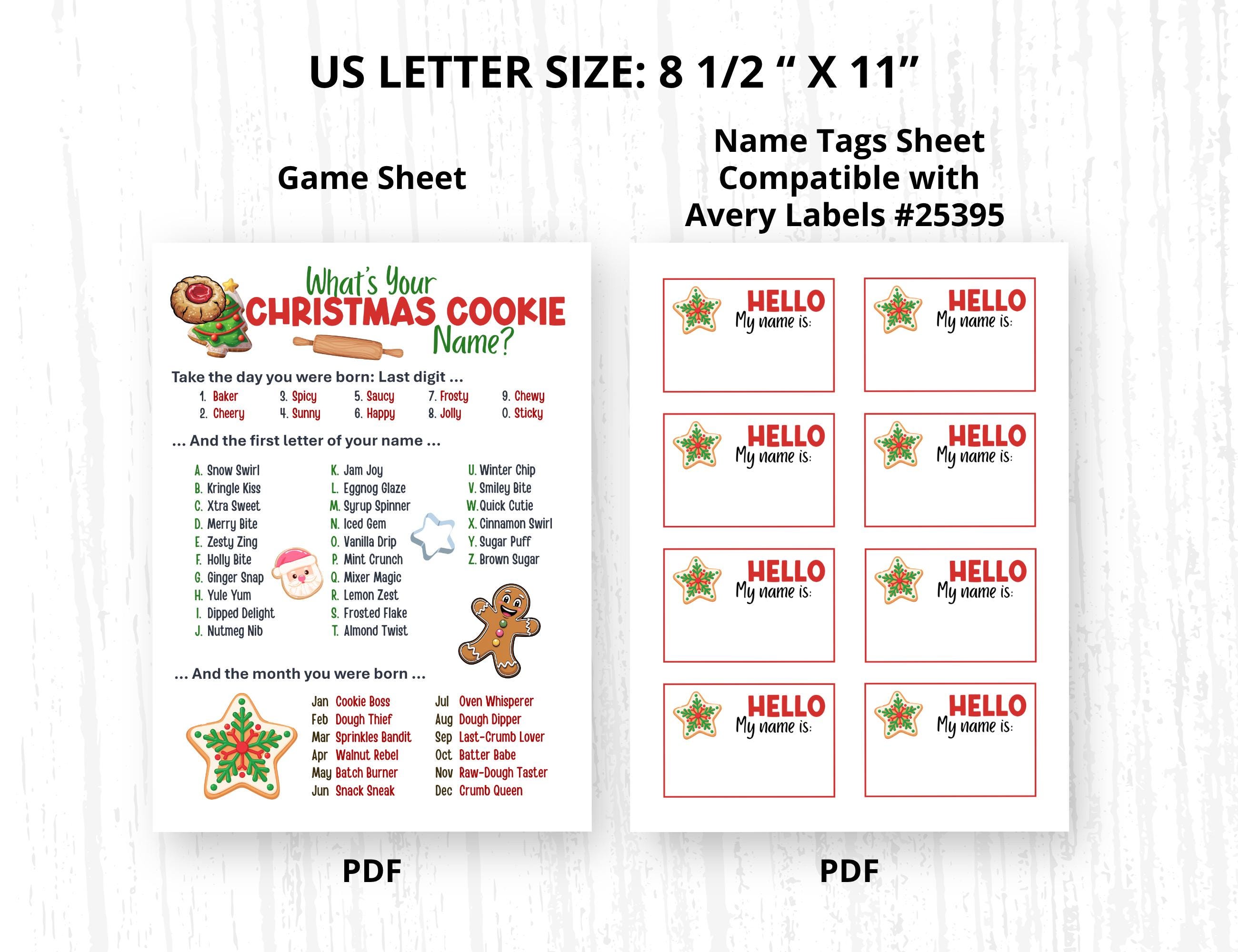 What's Your Christmas Cookie Name Game + Tags + Sign, Holiday Cookie ...