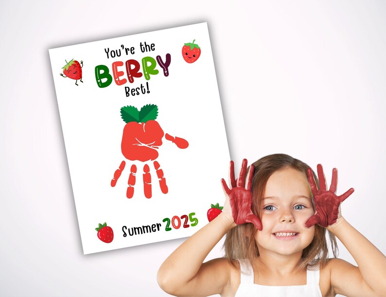 Strawberry Summer Handprint Craft for Kids, Toddler Daycare ...