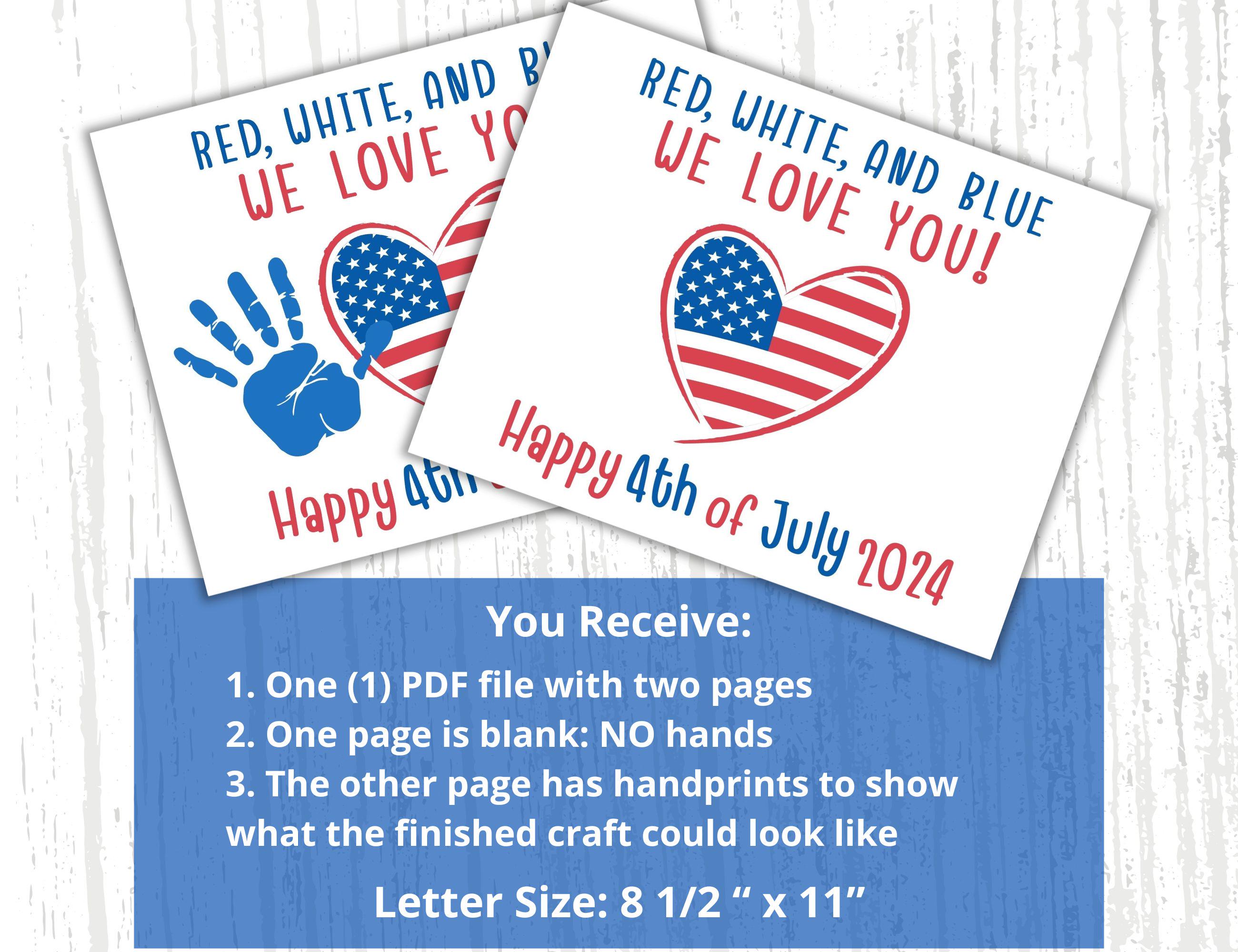 4th of July Kids Handprint Craft, Toddler Daycare Kindergarten ...