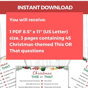 Christmas This or That, Holiday Would You Rather Game, Kids Adults ...
