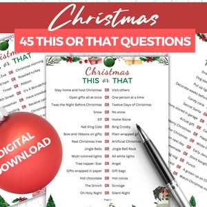 Christmas This or That, Holiday Would You Rather Game, Kids Adults ...