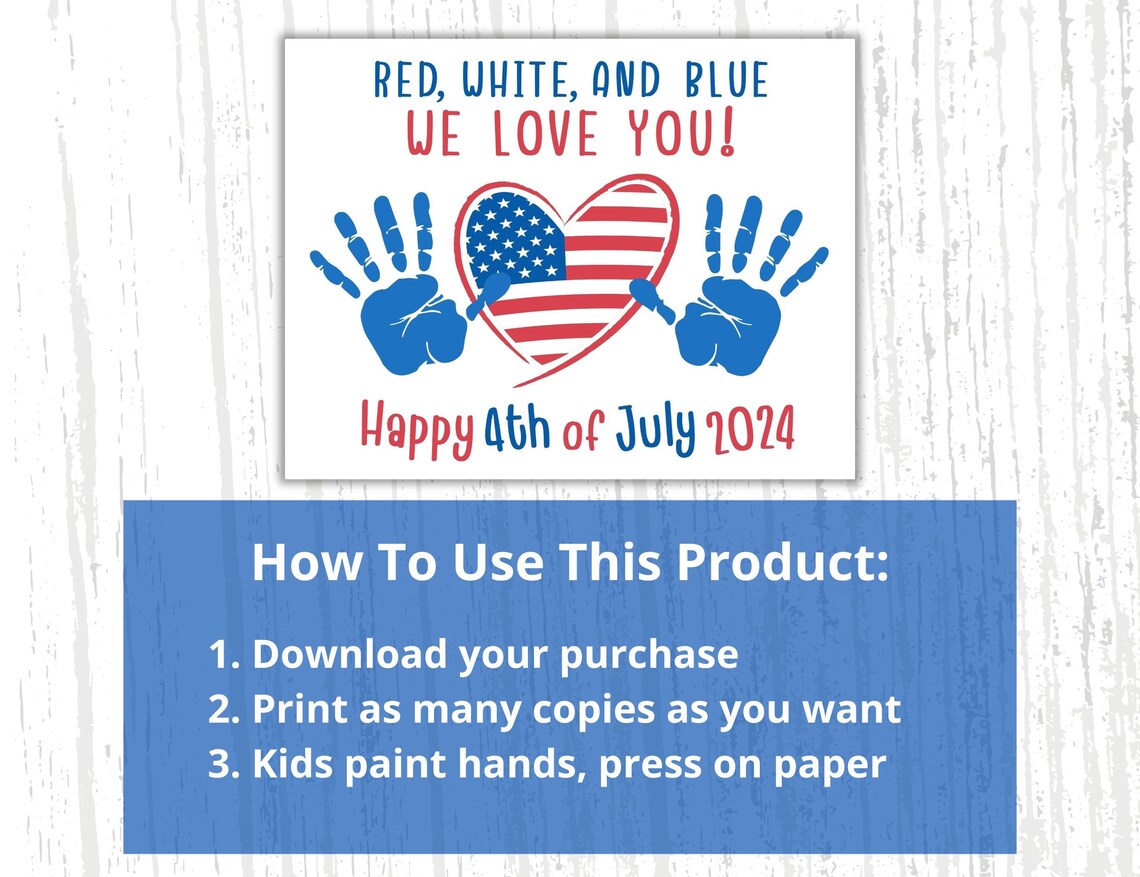 4th of July Kids Handprint Craft, Toddler Daycare Kindergarten ...