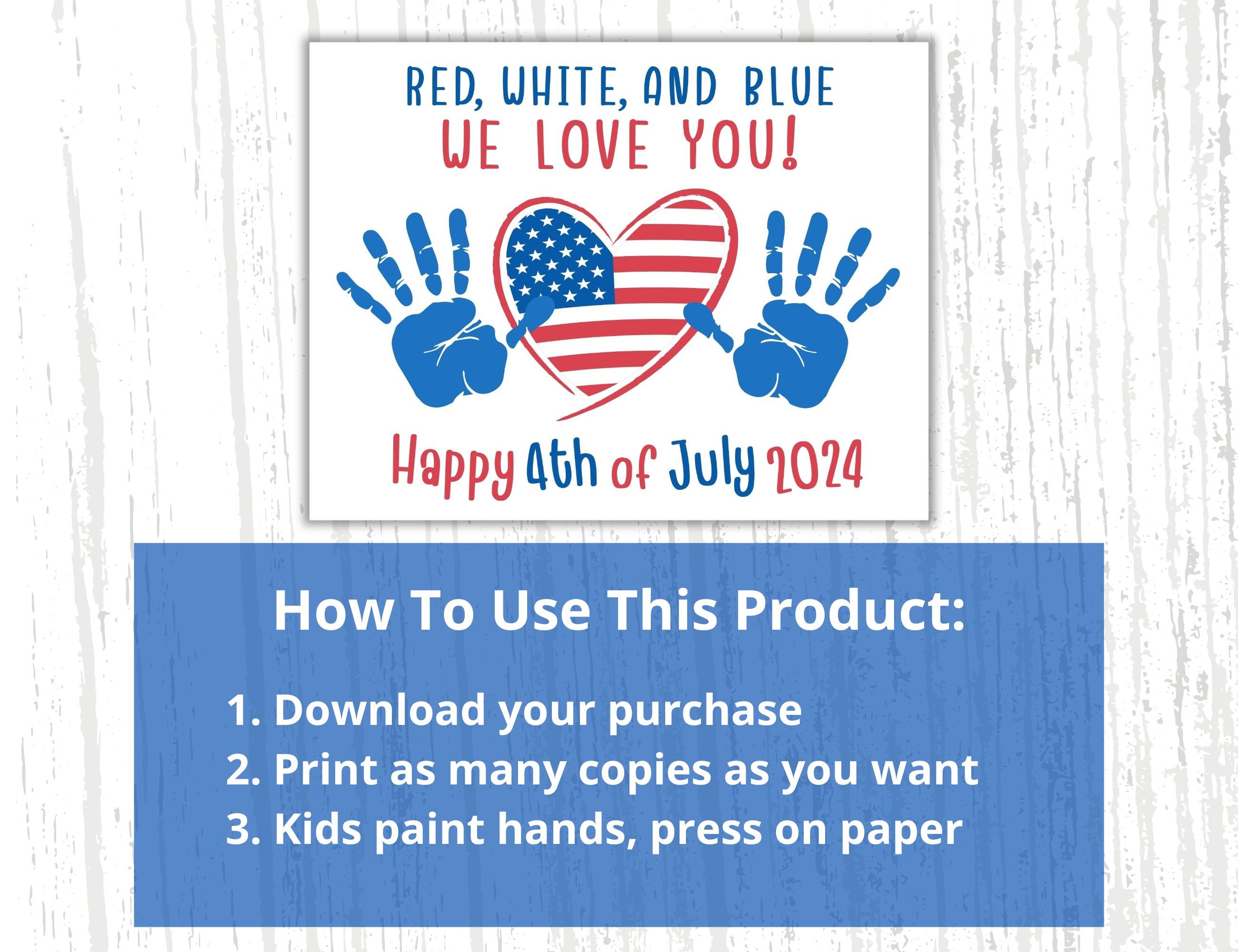 4th of July Kids Handprint Craft, Toddler Daycare Kindergarten ...