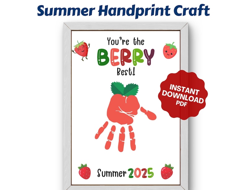 Strawberry Summer Handprint Craft for Kids, Toddler Daycare ...