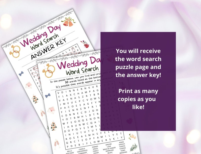Kids Printable Find Word Search Wedding Day Game, Simple Fun US Letter ...
