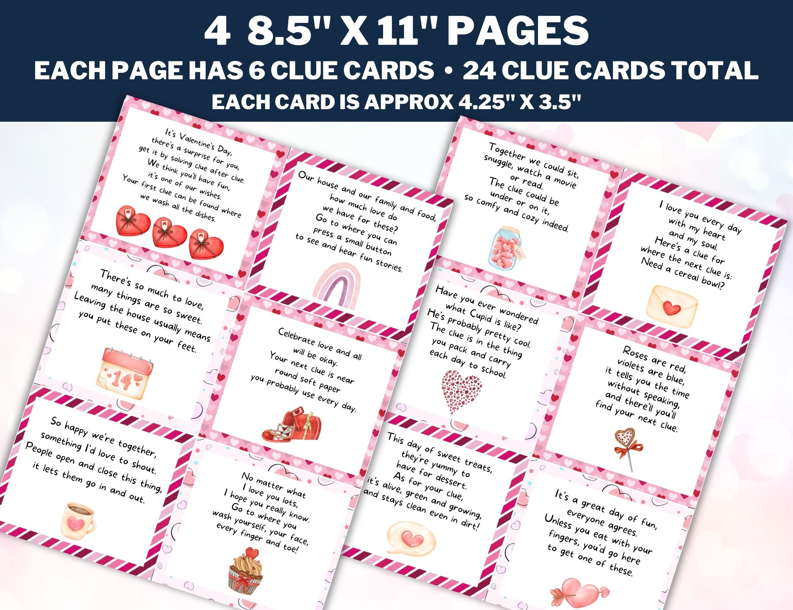 Valentine's Day Treasure Hunt Clues for Kids, Printable Instant ...