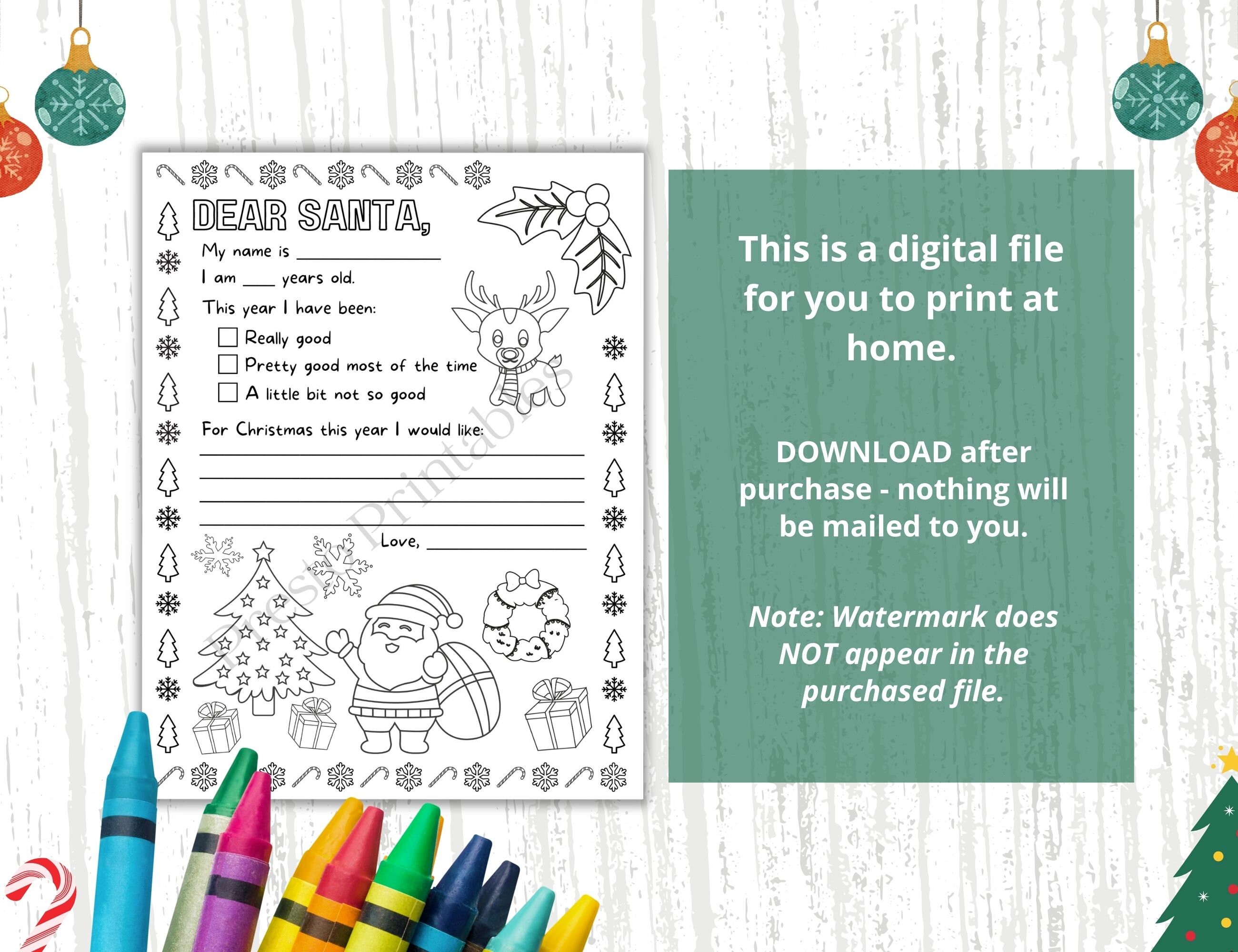 Letter to Santa Coloring Pages, Printable Dear Santa Letter, Kids ...