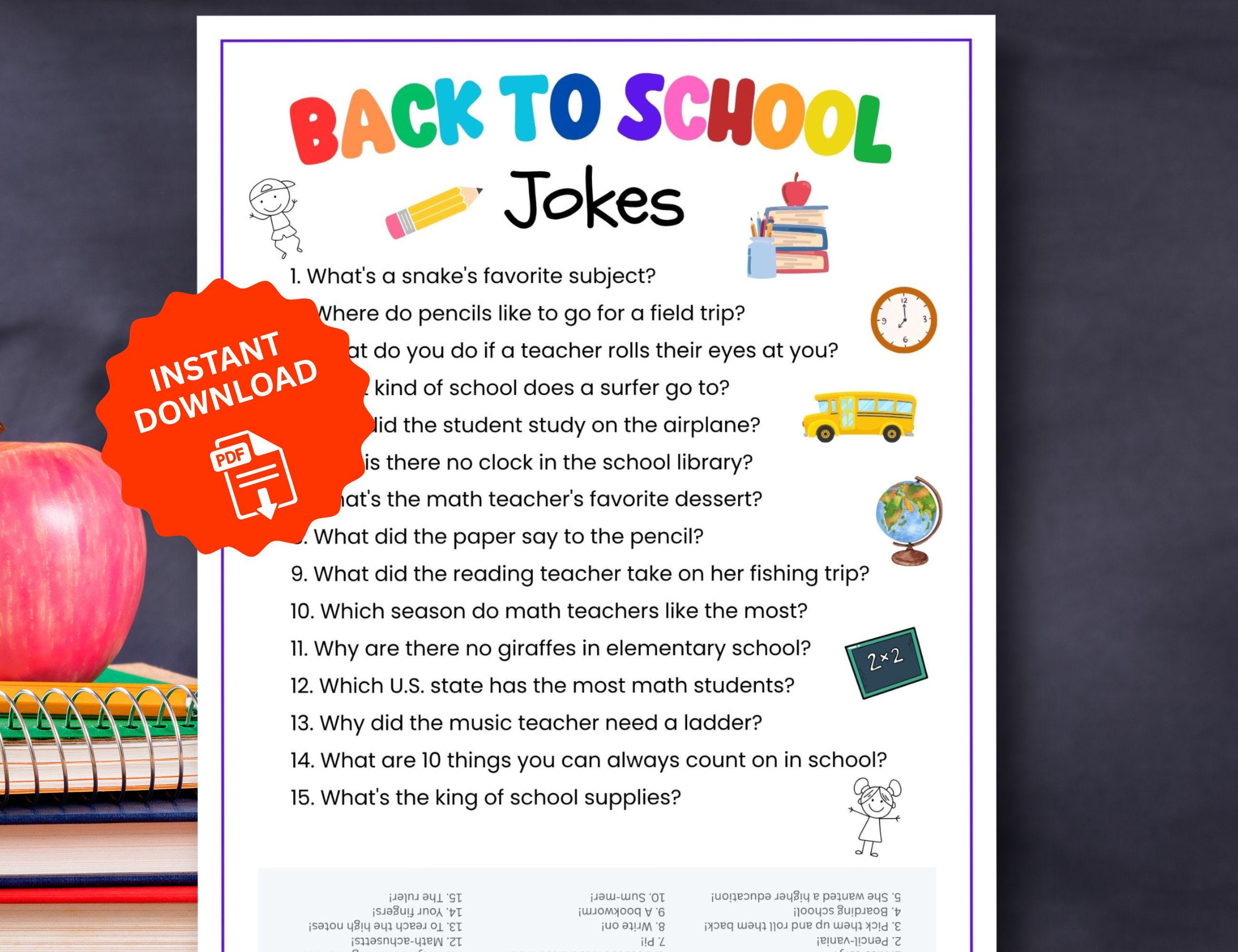 Back to School Jokes for Kids, First Day of School Activity, Classroom ...