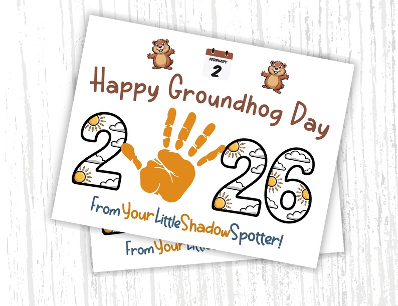 Groundhog Day Kids Handprint Craft, 2026 DIY Keepsake Art, Toddler ...
