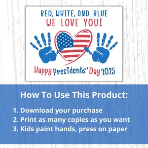 Presidents' Day Kids Handprint Craft Activity, Toddler Daycare ...