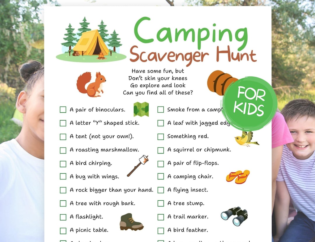 Camping Scavenger Hunt Game for Kids, Family Outdoor Campground ...