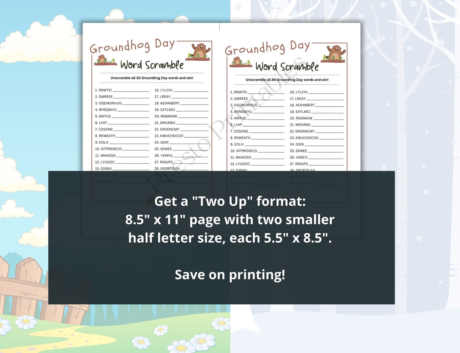 Printable Groundhog Day Word Scramble Game, Classroom Homeschool ...