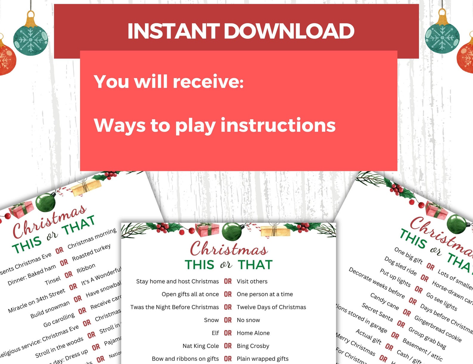 Christmas This or That, Holiday Would You Rather Game, Kids Adults ...