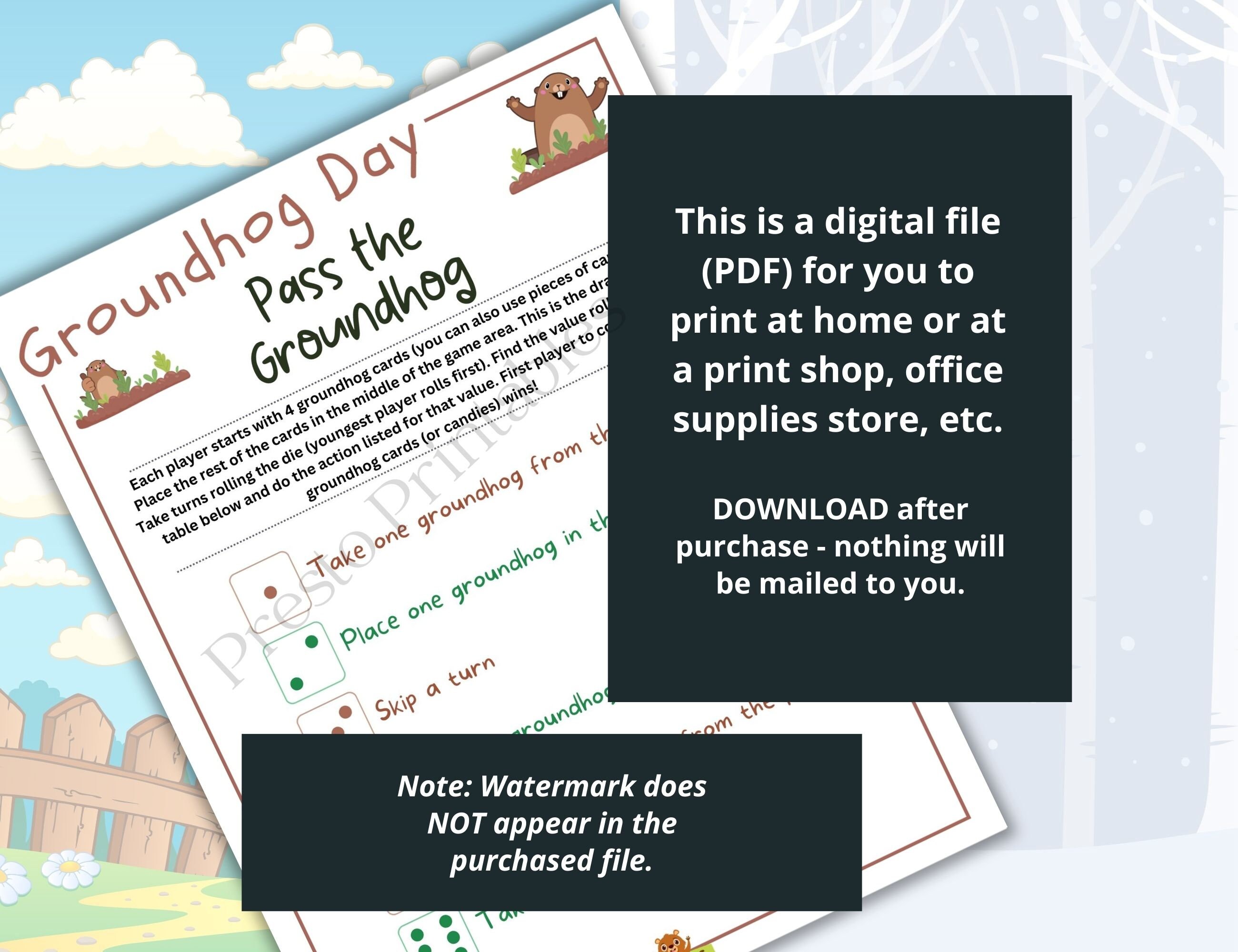 Printable Groundhog Day Dice Pass the Candies Game, Classroom ...