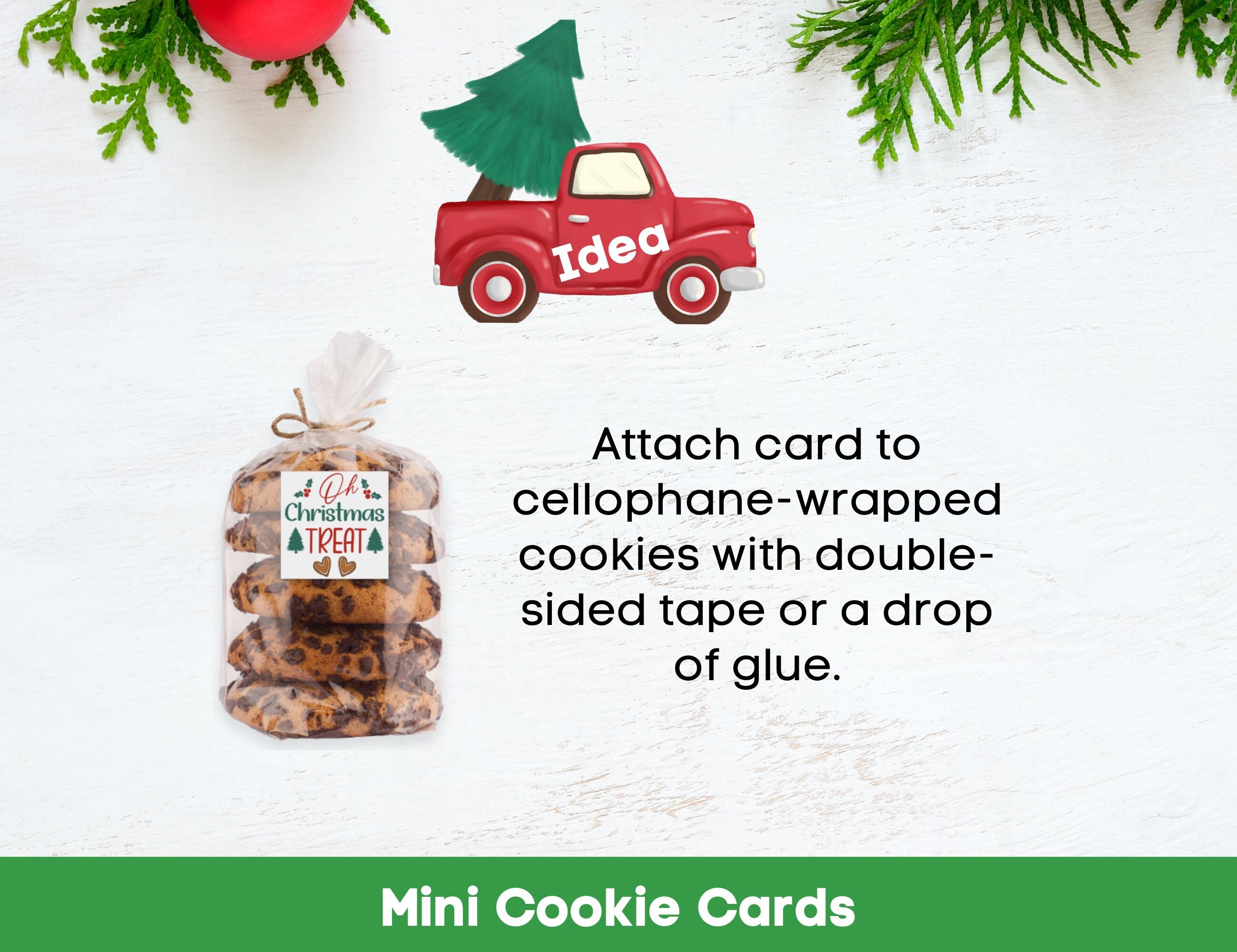 Printable Mini Cookie Card, Oh Christmas Treat, Christmas 2 Inch Square ...