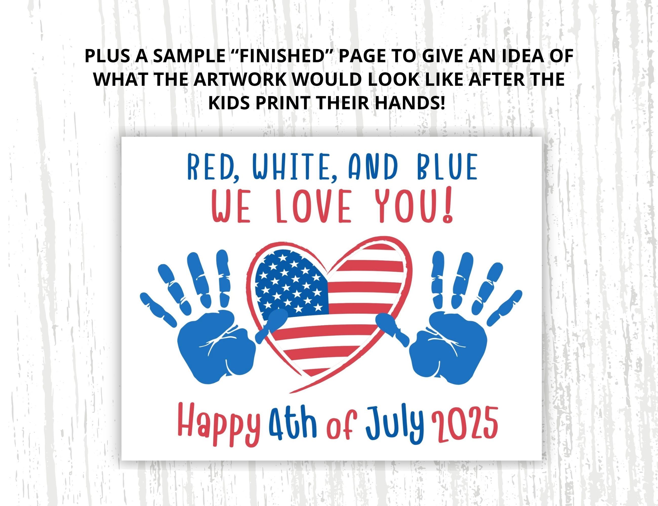 4th of July Kids Handprint Craft, Toddler Daycare Kindergarten ...