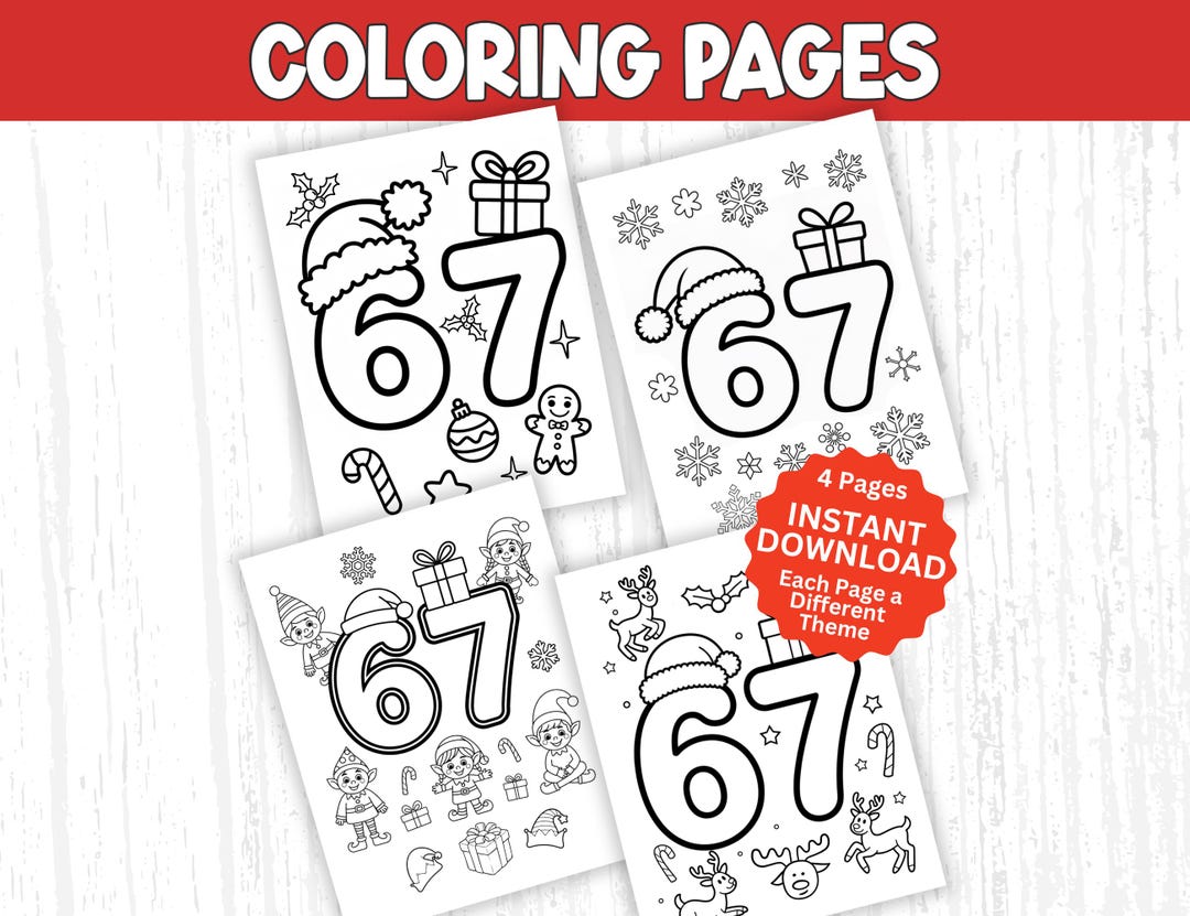 67 Christmas Coloring Pages, Six Seven Meme Coloring Worksheets, 6 7 ...