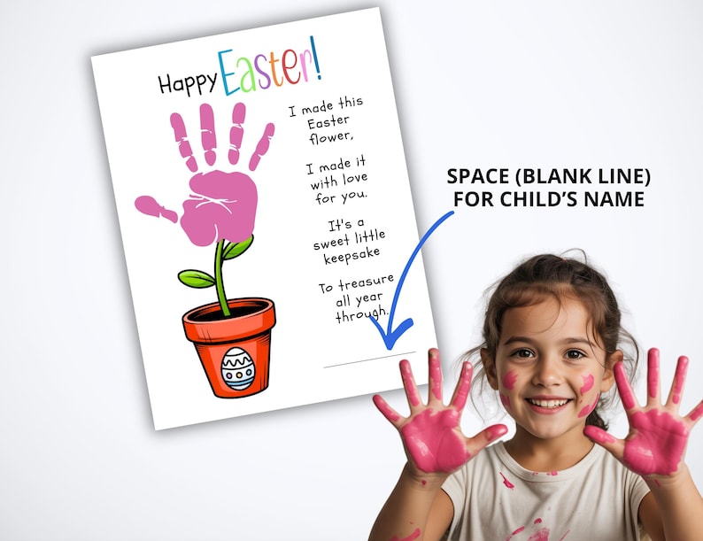 Easter Flower Poem Handprint Craft, Kids DIY Keepsake Art, Toddler ...