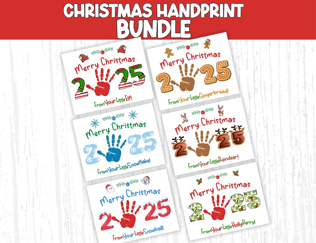 Christmas Kids Handprint Craft 2025 Bundle, Holiday Art, Toddler ...