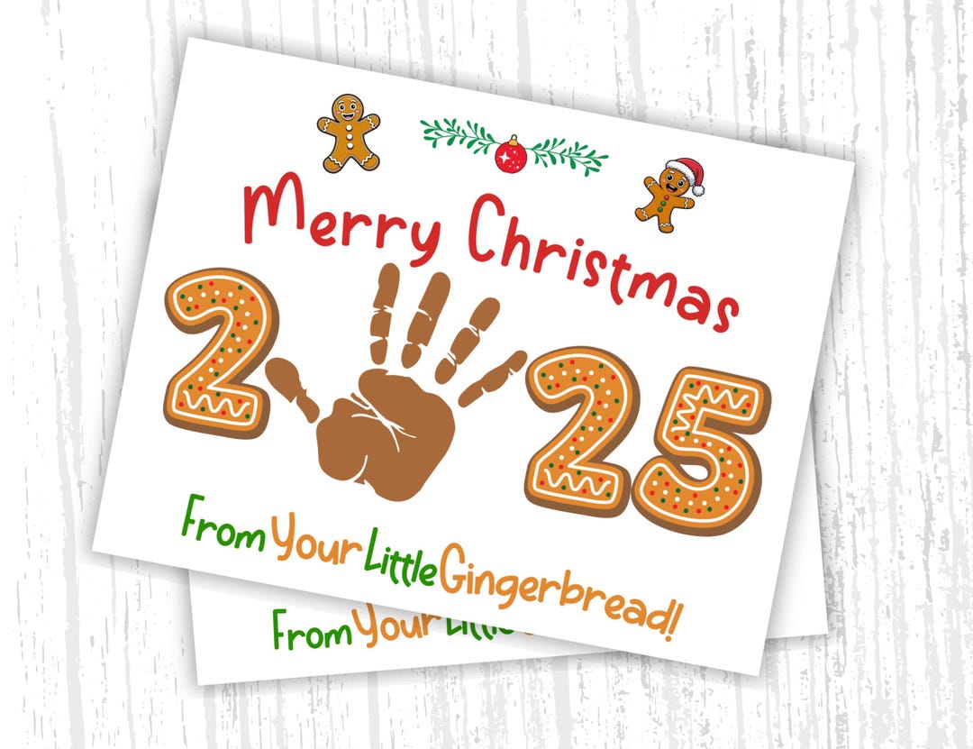 Christmas Kids Handprint Craft 2025, Holiday Gingerbread Art, Toddler ...