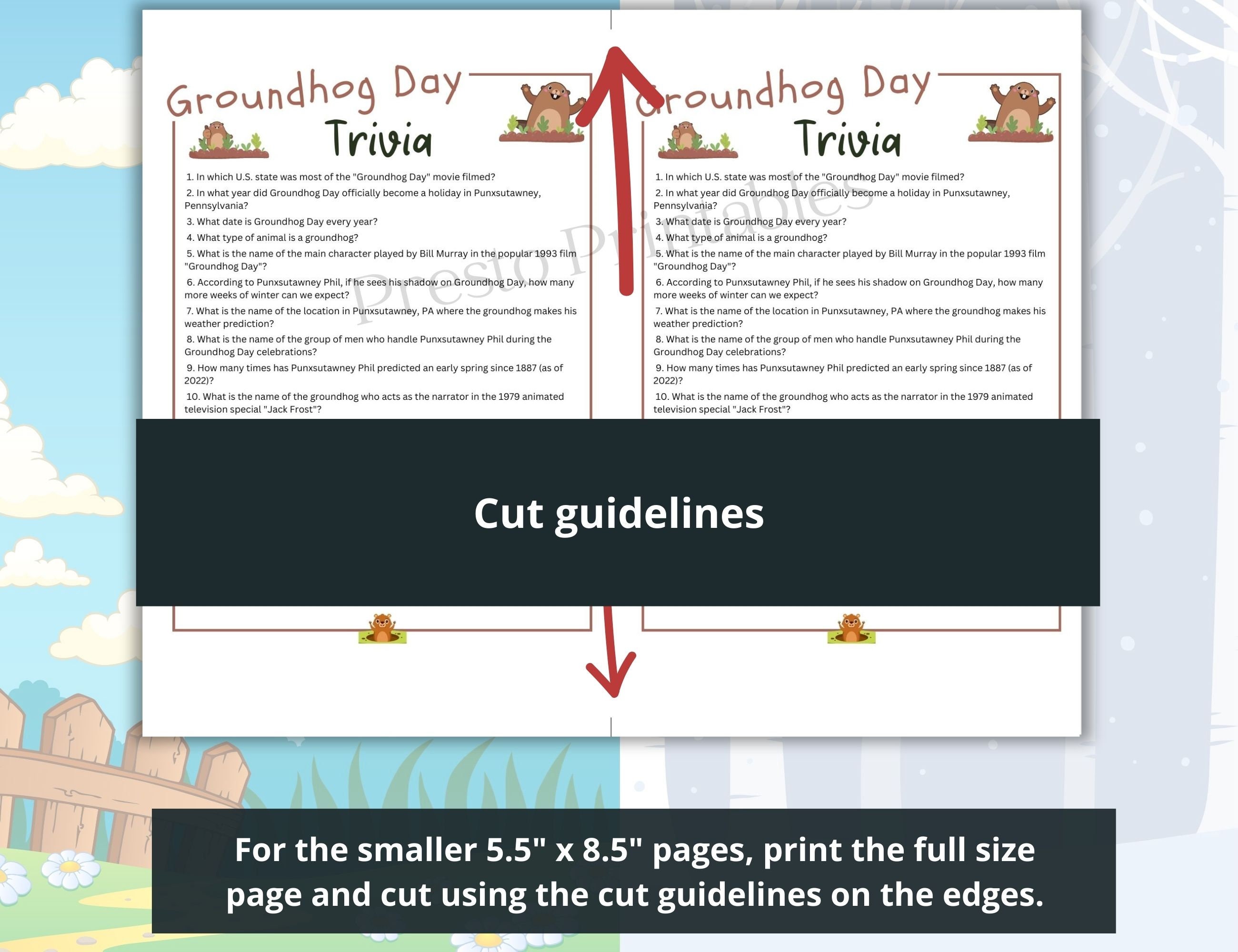 Printable Groundhog Day Trivia Game, Classroom Homeschool Activity for ...