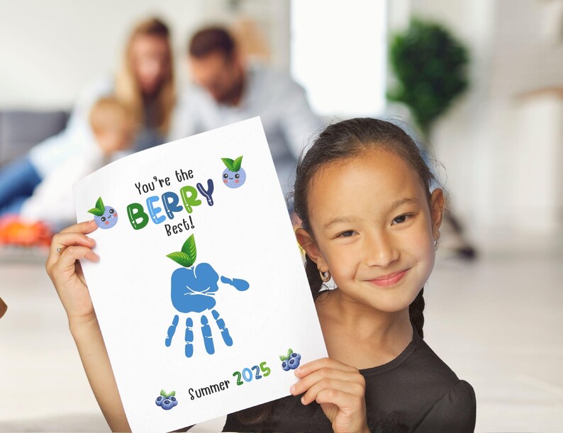 Blueberry Summer Handprint Craft for Kids, Toddler Daycare Kindergarten ...