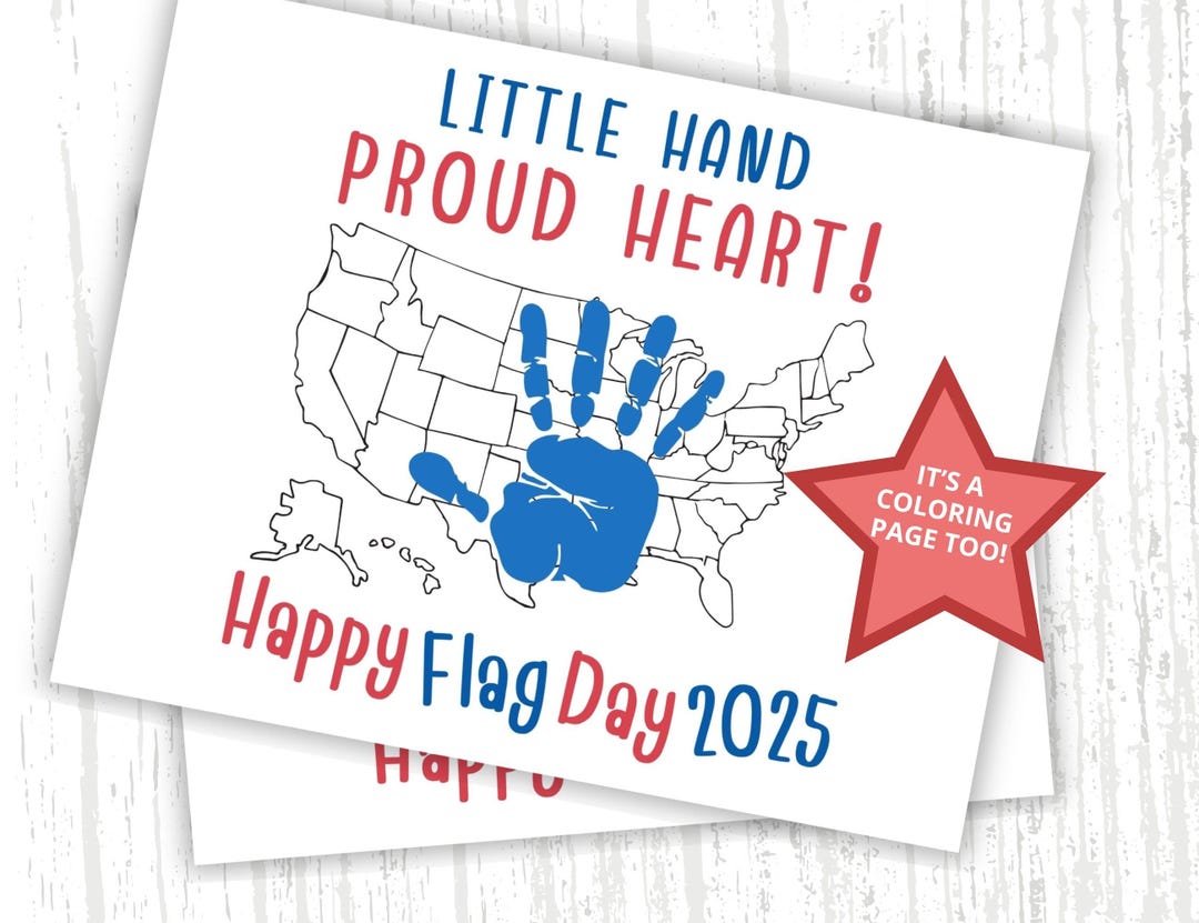Flag Day Kids Handprint Coloring Craft, 2025 Teacher Daycare ...