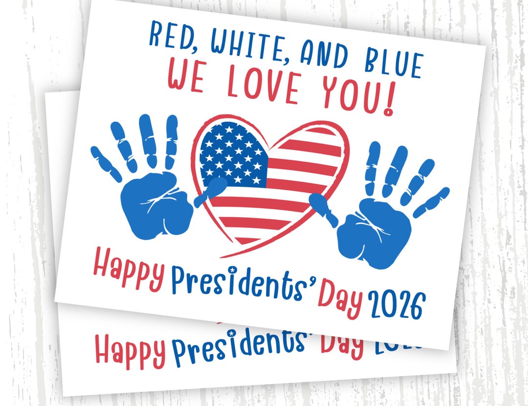 Presidents' Day Kids Handprint Craft Activity, Toddler Daycare ...