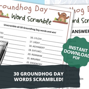 Printable Groundhog Day Word Scramble Game, Classroom Homeschool ...