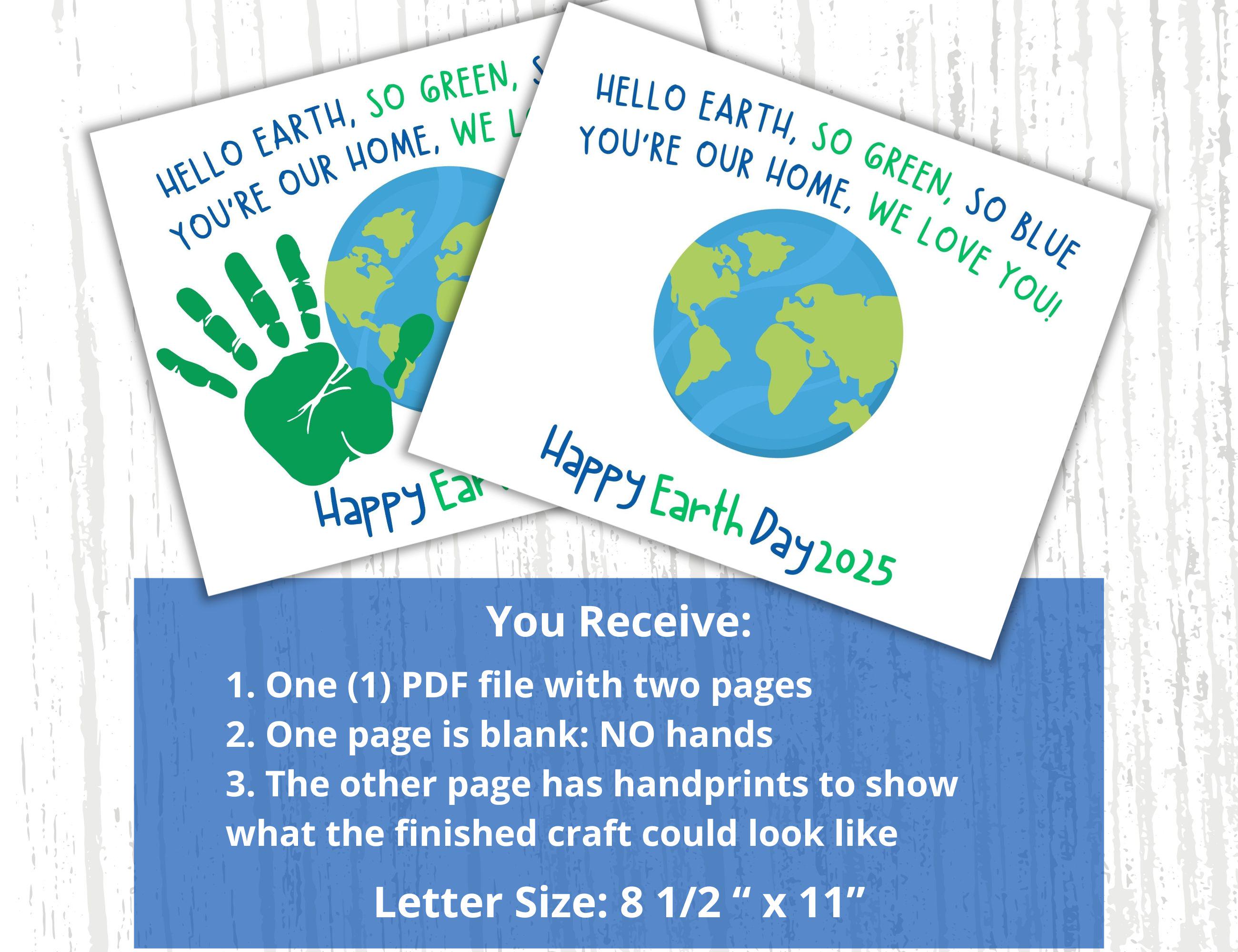 Earth Day Kids Handprint Art Craft Activity, Preschool Teacher Resource ...