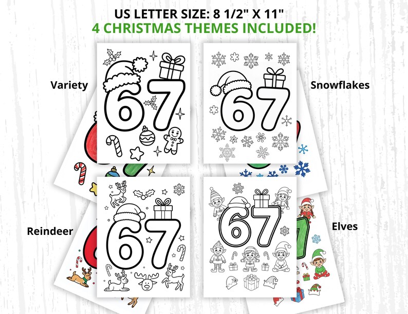 67 Christmas Coloring Pages, Six Seven Meme Coloring Worksheets, 6 7 ...