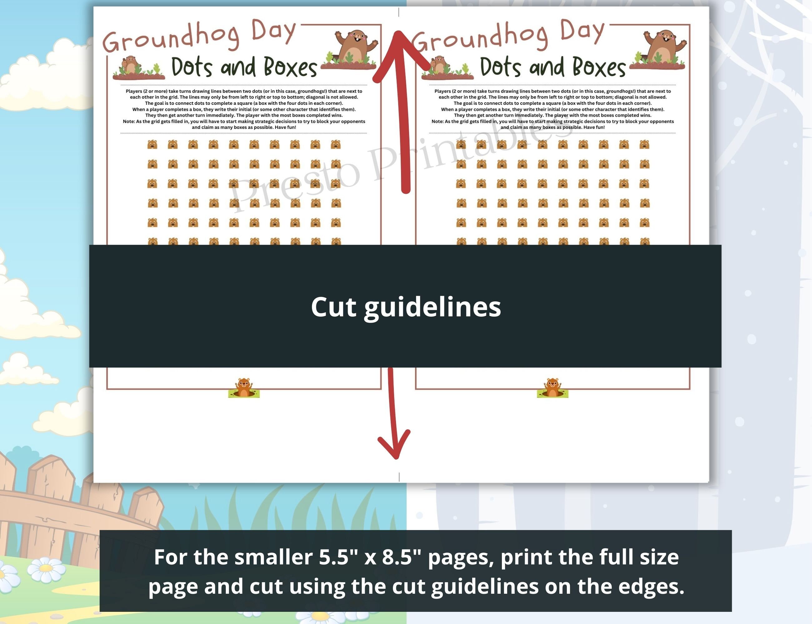 Printable Groundhog Day Dots and Boxes Game, Classroom Homeschool ...