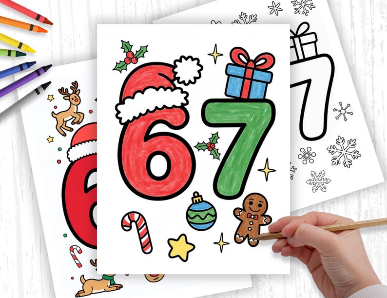 67 Christmas Coloring Pages, Six Seven Meme Coloring Worksheets, 6 7 ...